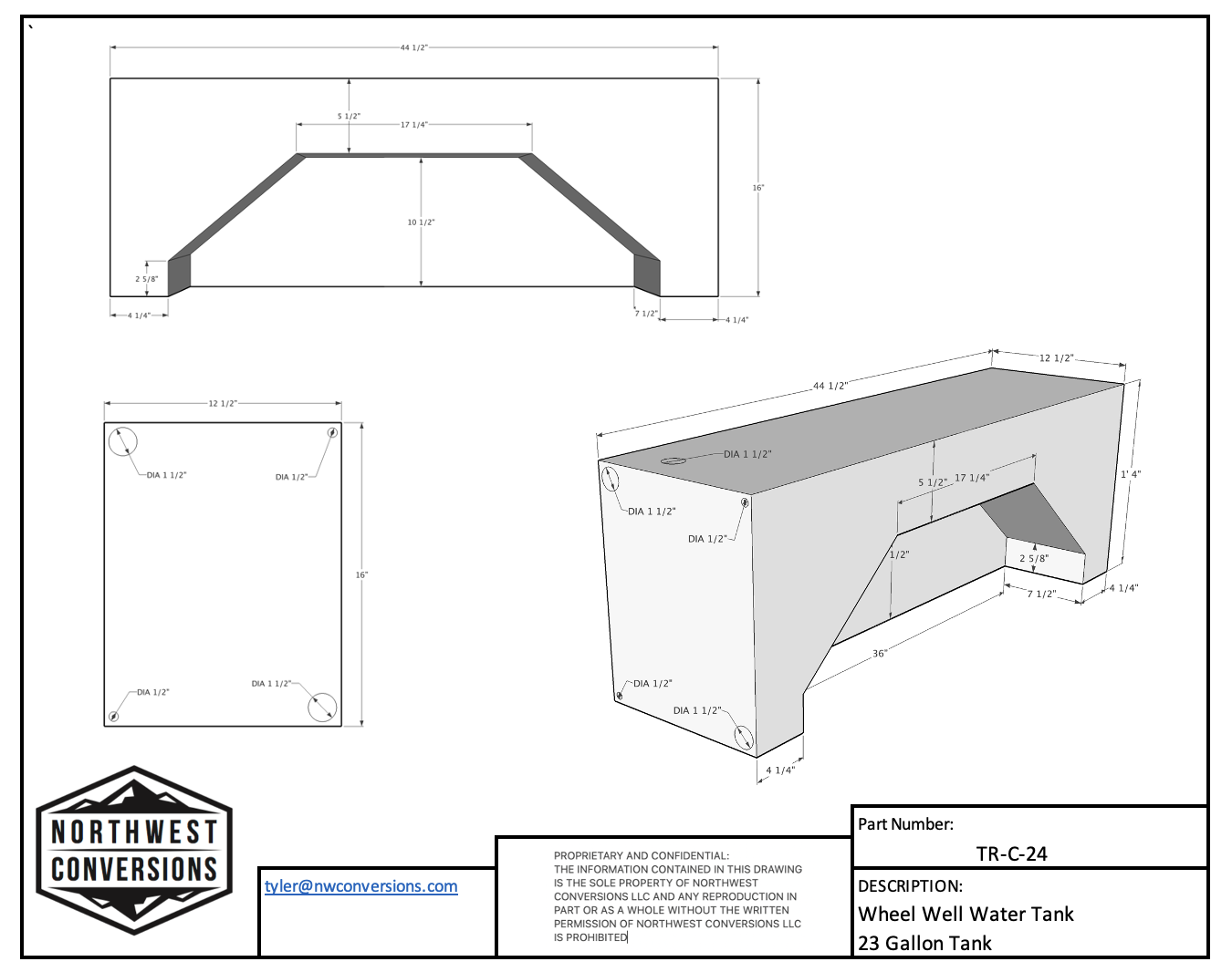 TR-C-24, Transit Van Wheel Well Water Tank | NW Conversions